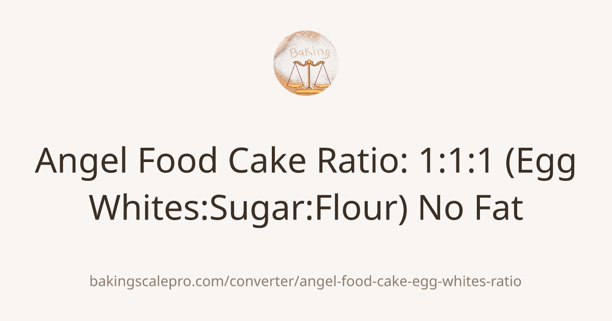 Angel Food Cake Ratio: 1:1:1 (Egg Whites:Sugar:Flour) No Fat | Baking ...