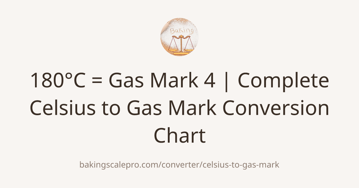 180°C = Gas Mark 4 | Complete Celsius to Gas Mark Conversion Chart ...