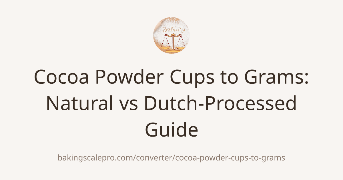 Cocoa Powder Cups to Grams: Natural vs Dutch-Processed Guide | Baking ...